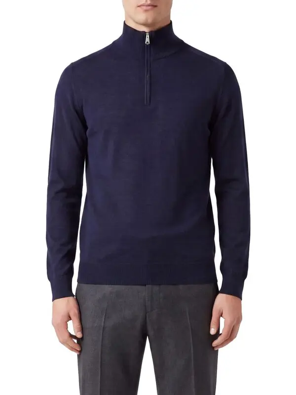 Paul Smith Pure Merino Wool Half-zip Turtleneck Jumper - Blue 2