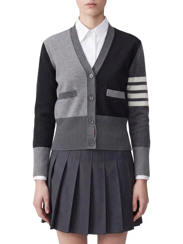 Thom Browne Slim Fit 4-bar Cotton Cardigan - Grey