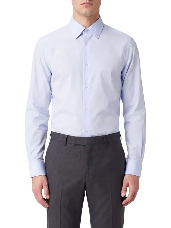 Paul Smith Slim Fit Cotton Blend Evening Shirt With French Collar - Blue