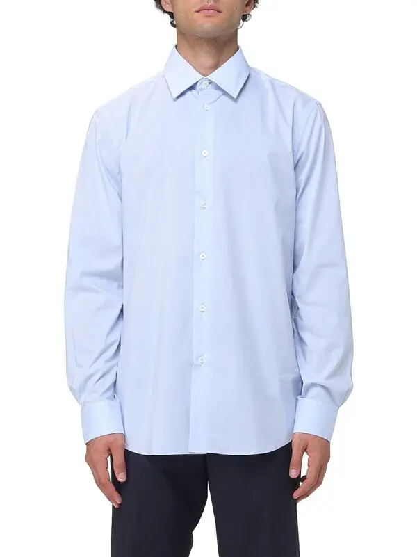 Paul Smith Slim Fit Cotton Blend Evening Shirt With French Collar - Gnawed Blue