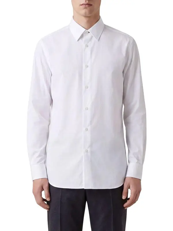 Paul Smith Slim Fit Cotton Blend Evening Shirt With French Collar - White