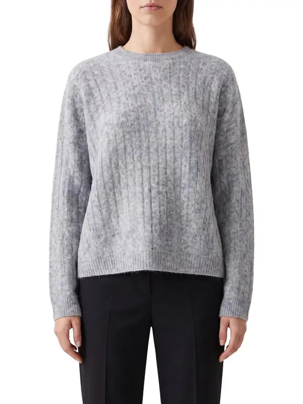 LISA YANG Ribbed Cashmere And Silk Blend Crewneck Jumper - Grey