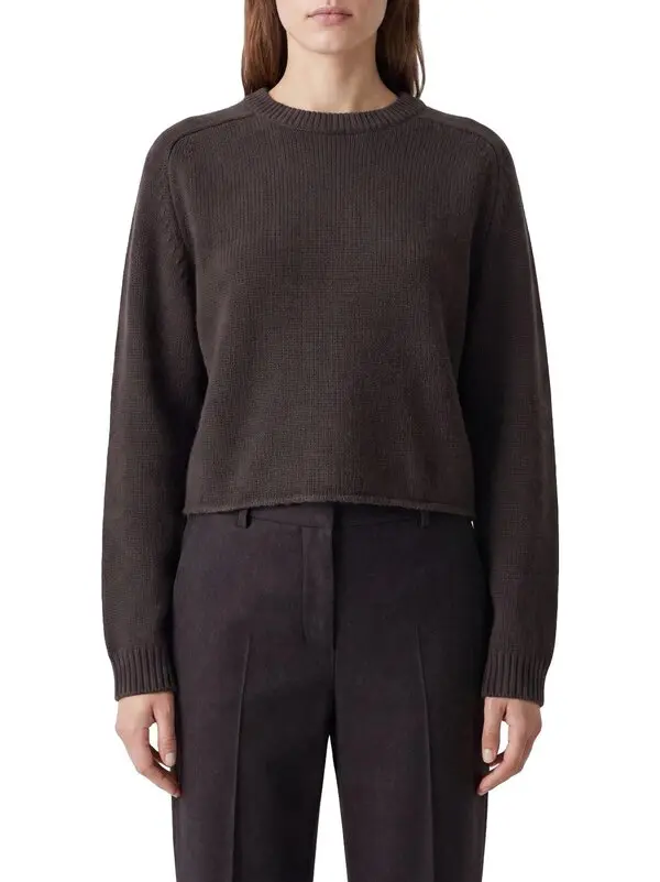 LISA YANG Cropped Ribbed Pullover Sweater - Green