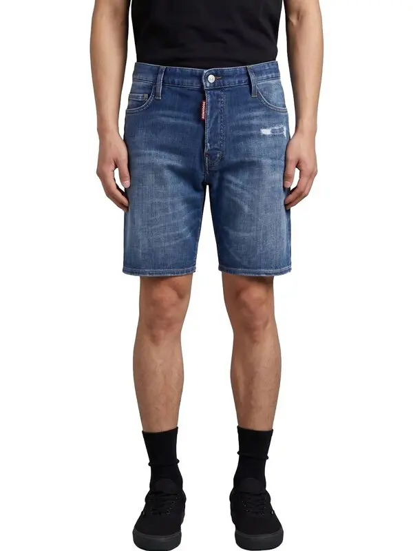 Dsquared2 Knee-length Cotton Denim Bermuda Shorts - Navy
