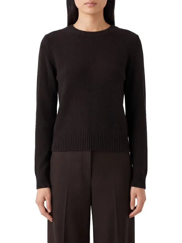 LISA YANG Long-sleeved Pure Cashmere Crewneck Jumper - Brown