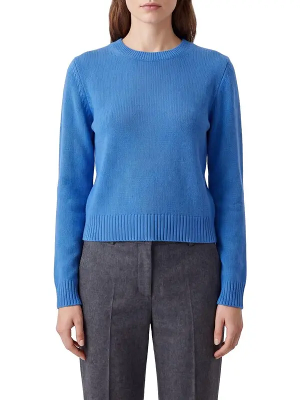LISA YANG Long-sleeved Pure Cashmere Crewneck Jumper - Gnawed Blue