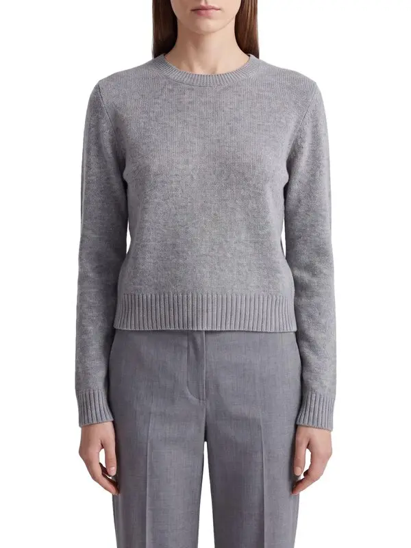 LISA YANG Long-sleeved Pure Cashmere Crewneck Jumper - Grey 1