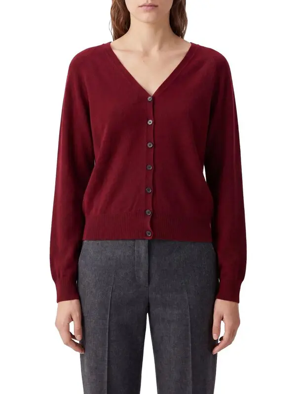 LISA YANG Pure Cashmere Relaxed Fit V-neck Cardigan - Lead