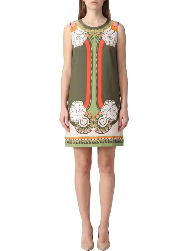 La DoubleJ Sleeveless Stretch-viscose Mini Tunic With Ethnic Print - Green