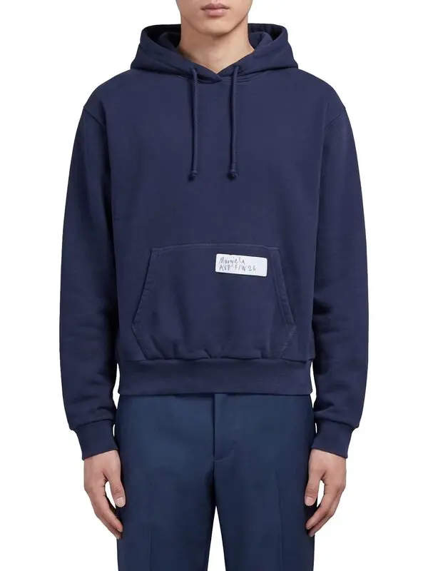 MAISON MARGIELA Graphic Print Cotton Hoodie - Blue