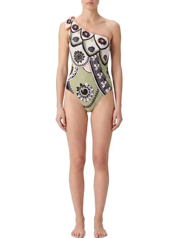 La DoubleJ Asymmetrical One-shoulder Liberty Floral Print Swimsuit - Green