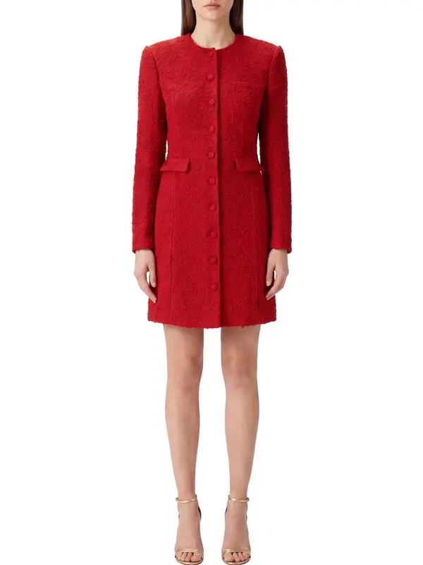 Magda Butrym Wool-blend Mini Shirt Dress With Padded Shoulders - Red