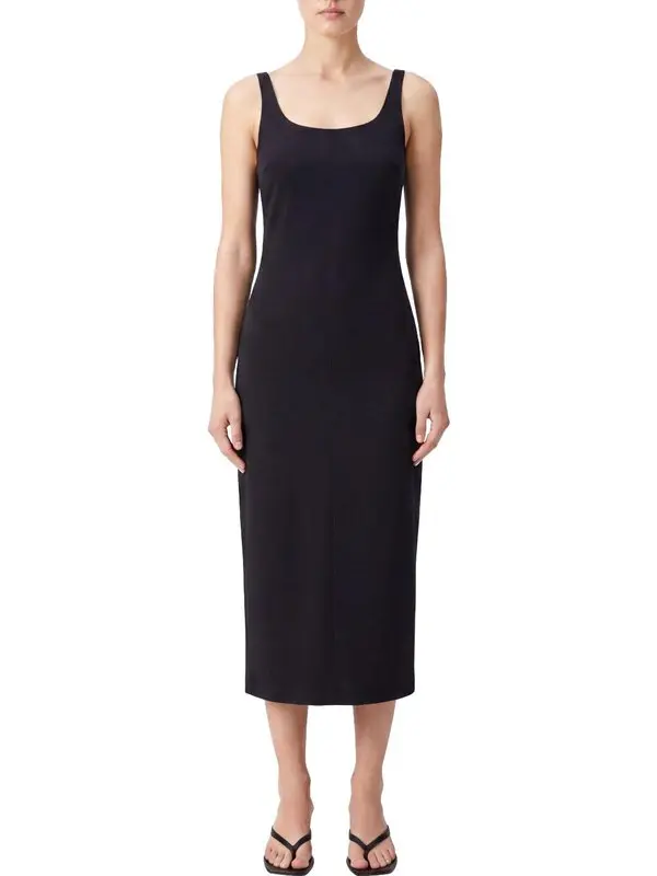 Jacquemus Viscose Sheath Midi Dress With Square Neckline - Black