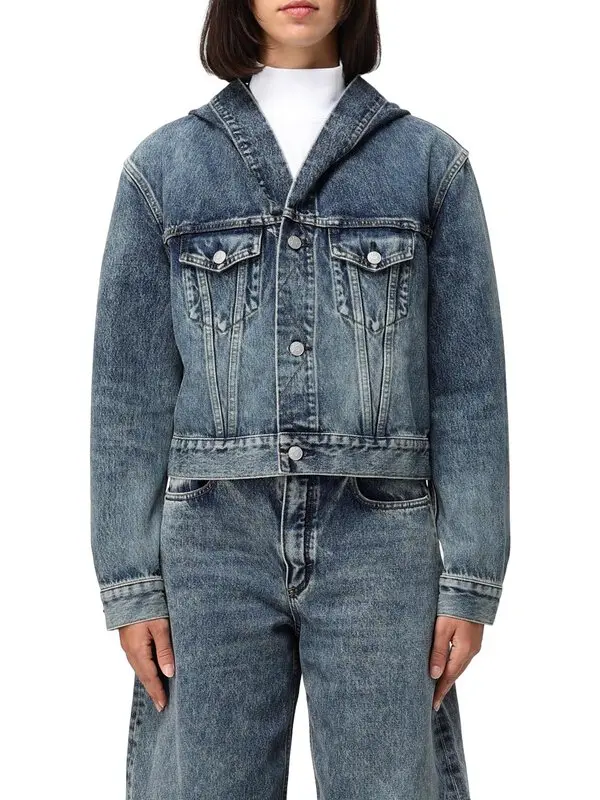 Alaïa Cropped Hooded Denim Jacket - Sand