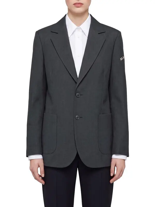 MAISON MARGIELA Single-breasted Cotton And Wool Blazer With Patch Pockets - Grey