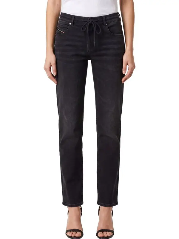 DIESEL® Straight Fit Joggjeans® In Cotton Denim With Drawstring - Black