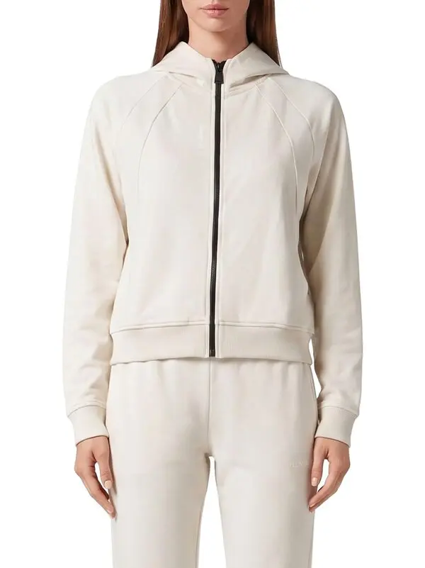 PLEIN SPORT Slim Fit Hooded Zip-up Jersey Sweatshirt - Beige