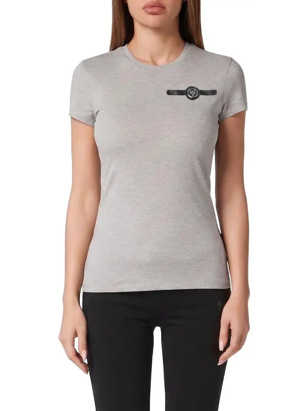 PLEIN SPORT Slim Fit Jersey T-shirt With Contrast Logo - Grey