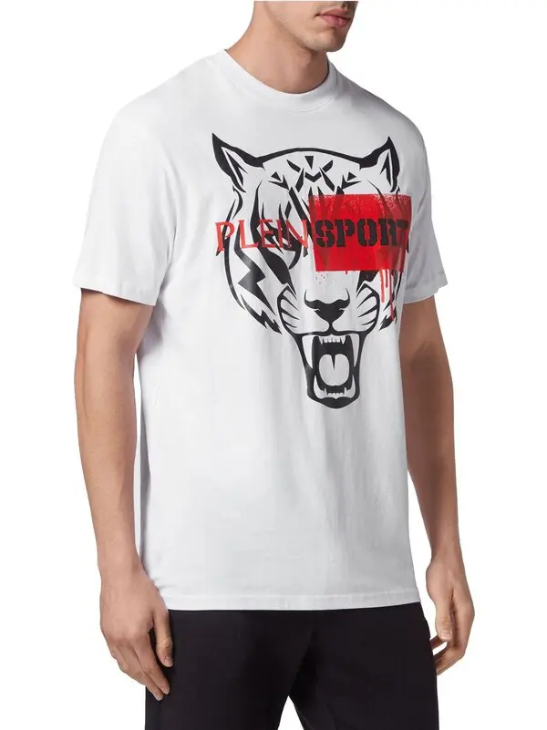 PLEIN SPORT Graphic Print Jersey T-shirt With Contrasting Logo - White