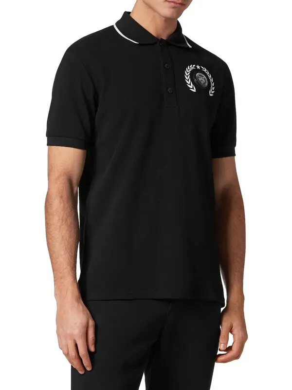 PLEIN SPORT Short-sleeve Jersey Polo Shirt With Classic Collar And Logo - White 1