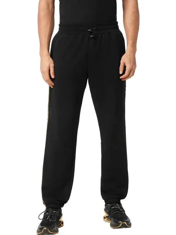PLEIN SPORT Jersey Jogging Trousers With Drawstring And Printed Logo - Black