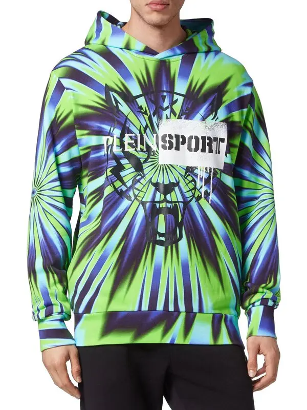 PLEIN SPORT Relaxed Fit Hoodie With All-over Optical Print - Multicolor