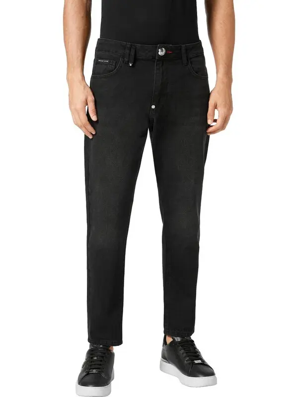 Philipp Plein Detroit Mid-rise Slim Fit Cotton Denim Jeans - Black
