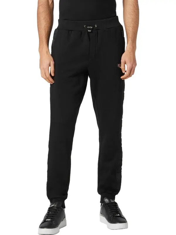 Philipp Plein Jersey Jogging Trousers With Drawstring And Quilted Details - Black