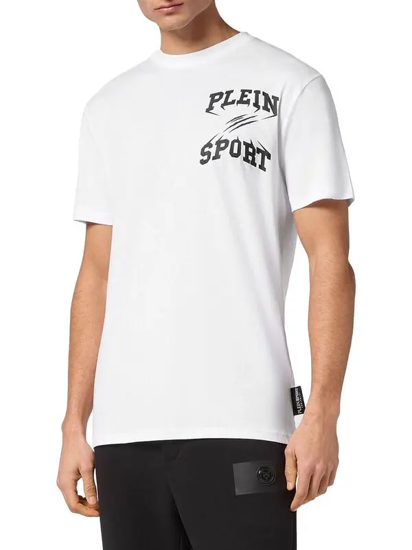 PLEIN SPORT Cotton Jersey T-shirt With Crew Neck And Back Logo - White