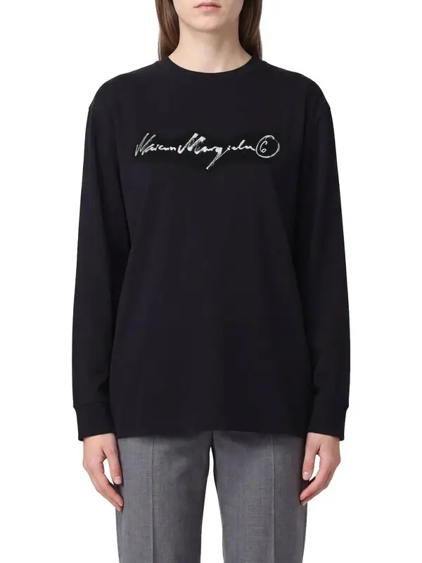 MAISON MARGIELA Long-sleeved Cotton T-shirt With Dropped Shoulders - Black