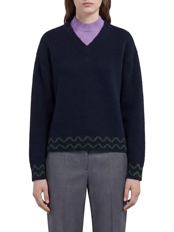 Marni V-neck Sweater - Blue