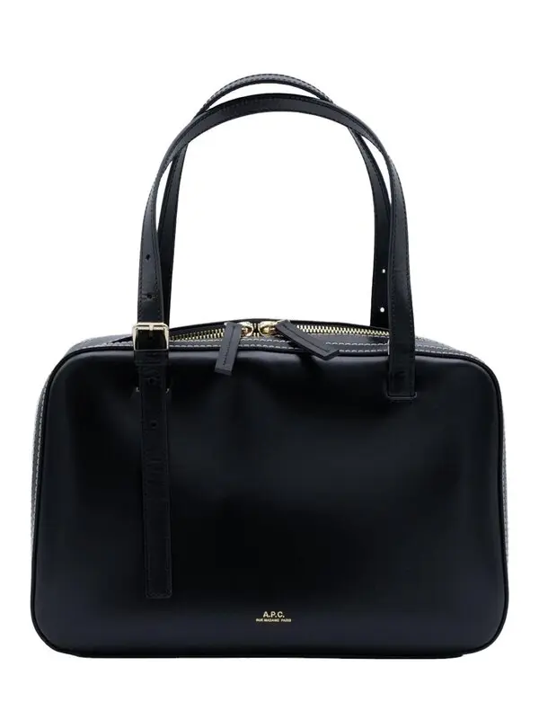 A.p.c. Smooth Leather Handbag With Removable Shoulder Strap - Black