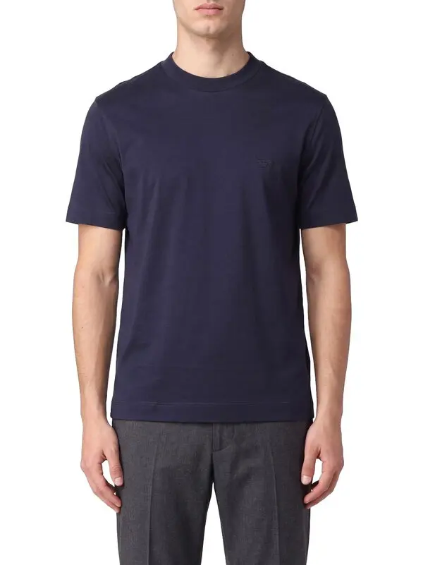 Emporio Armani Basic Short-sleeved Crewneck T-shirt In Pure Cotton - Black