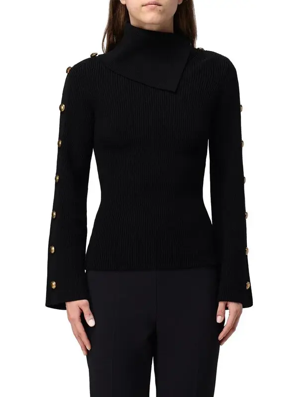 Elisabetta Franchi Ribbed Sweater With Button Detailing - Black