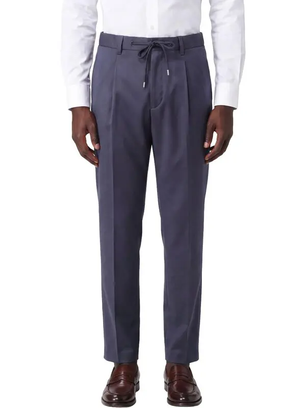 Herno Slim Fit Cotton Trousers With Drawstring Waist And Belt Loops - Black