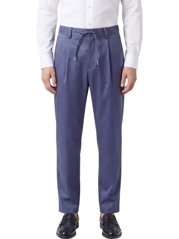 Herno Slim Fit Cotton Trousers With Drawstring Waist And Belt Loops - Navy