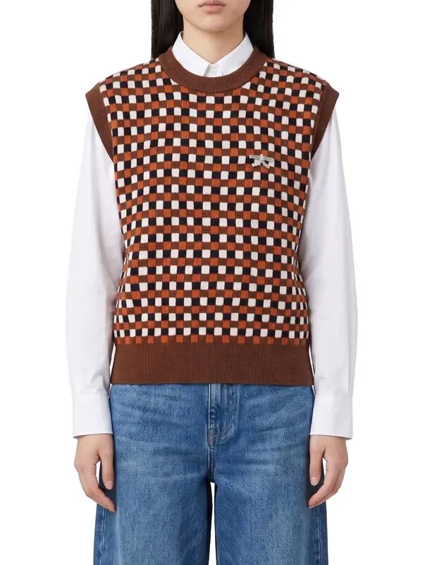 GOLDEN GOOSE Checked Knit Vest - Brown