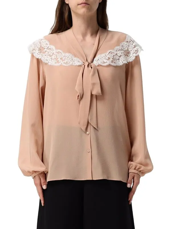 Chloé Button-up Shirt With Lace Trim - Pink