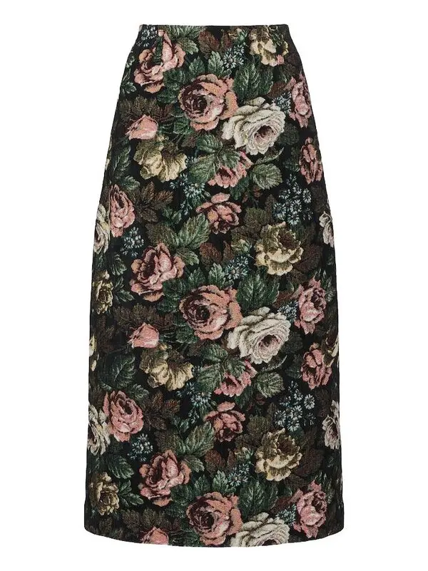 Dries Van Noten Floral Jacquard Midi Skirt - Multicoloured