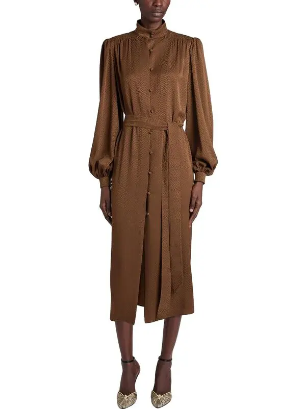 Valentino Garavani Mossi Jacquard Silk Midi Dress - Brown