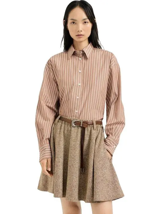 Brunello Cucinelli Striped Cotton Poplin Shirt - Dattero