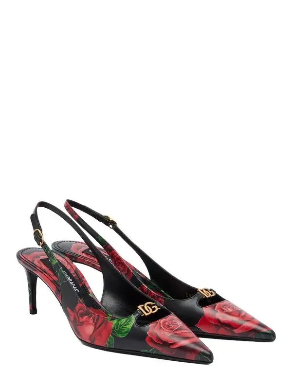 Dolce & Gabbana Dg Floral Leather Slingback Pumps - Multicoloured