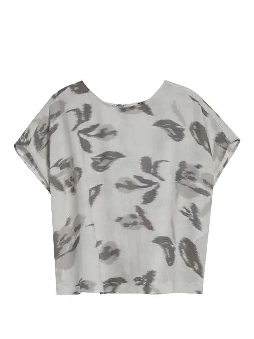 Emporio Armani Crisscross Back Linen Top - Light Grey