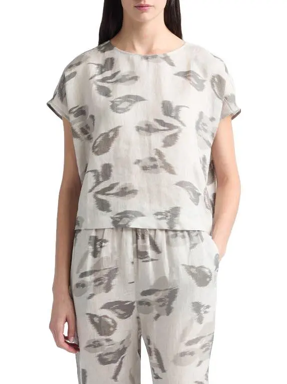 Emporio Armani Crisscross Back Linen Top - Light Grey