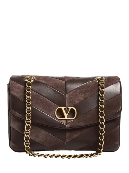 Valentino Garavani Djuna Medium Leather Shoulder Bag - Brown