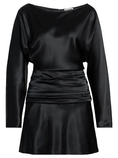 Staud Freda Long Sleeve Silk Blend Minidress - Black