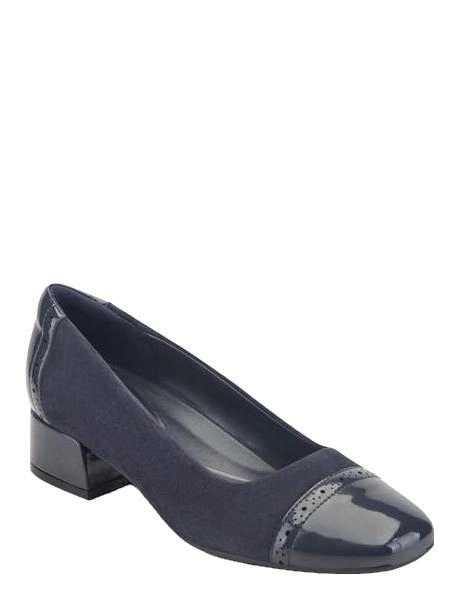 Easy Spirit Jasmin Pump With Cap Toe And Block Heel - Blue
