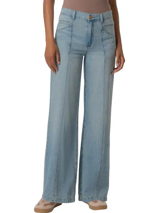 Kut From The Kloth Jodi High Waist Relaxed Straight Leg Cotton & Linen Jeans - Core