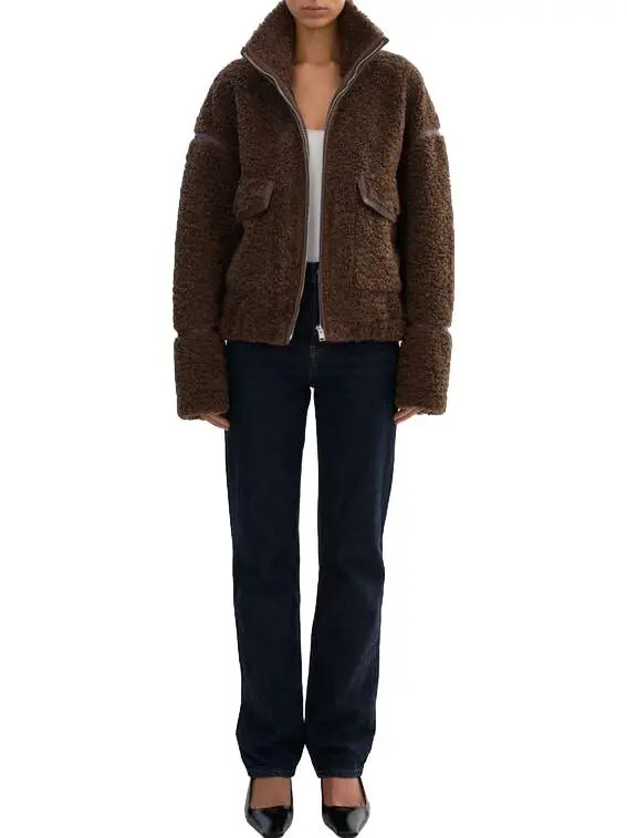 LAMARQUE Brenna Teddy Fleece Jacket - Brown