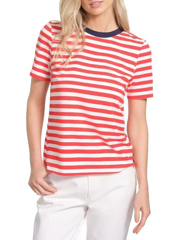 ISAAC MIZRAHI NEW YORK Striped Crewneck T-shirt - Red Multi
